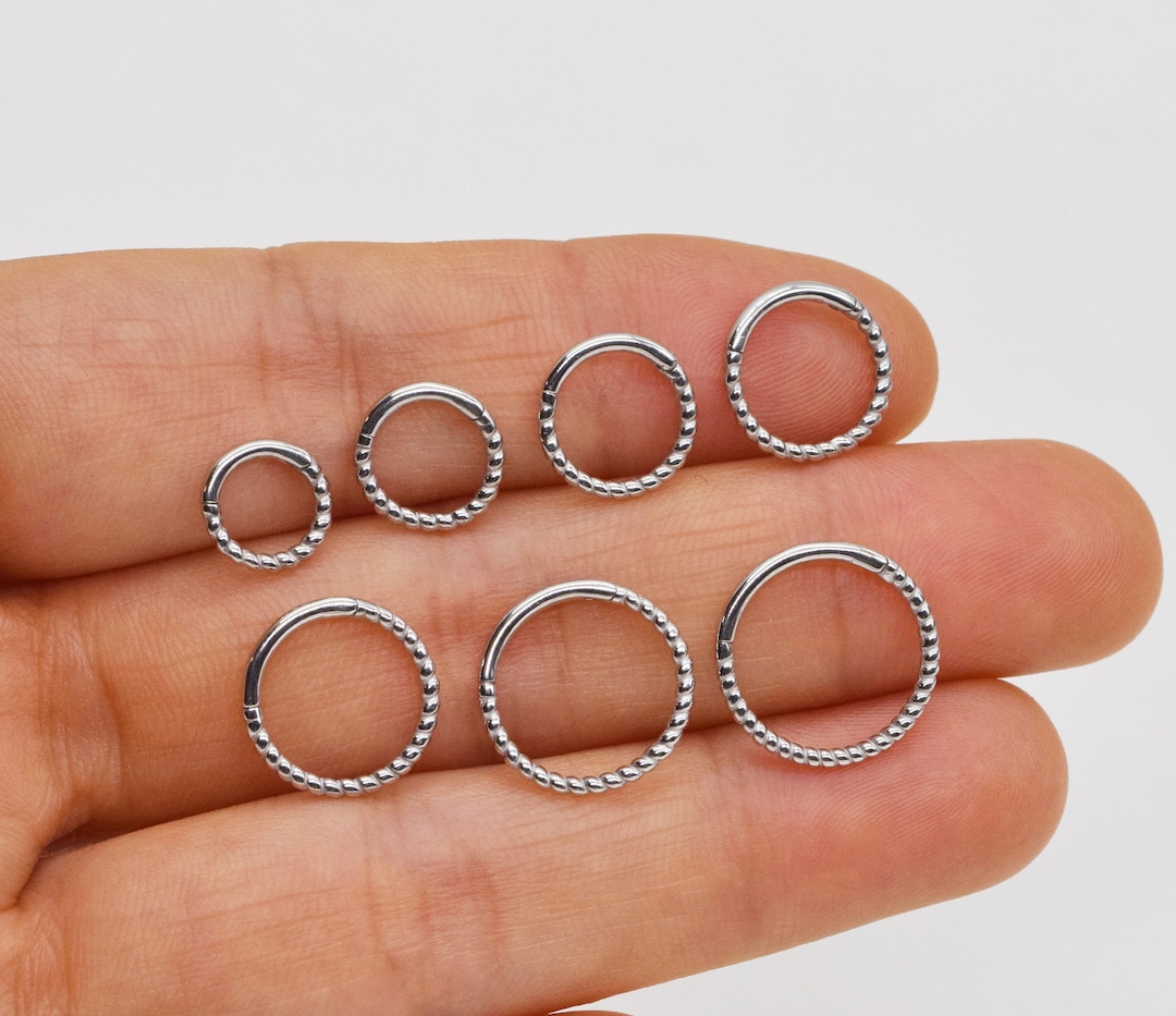 14k Solid White Gold Clicker Hoop Multiple Sizes Twist Septum Ring ...