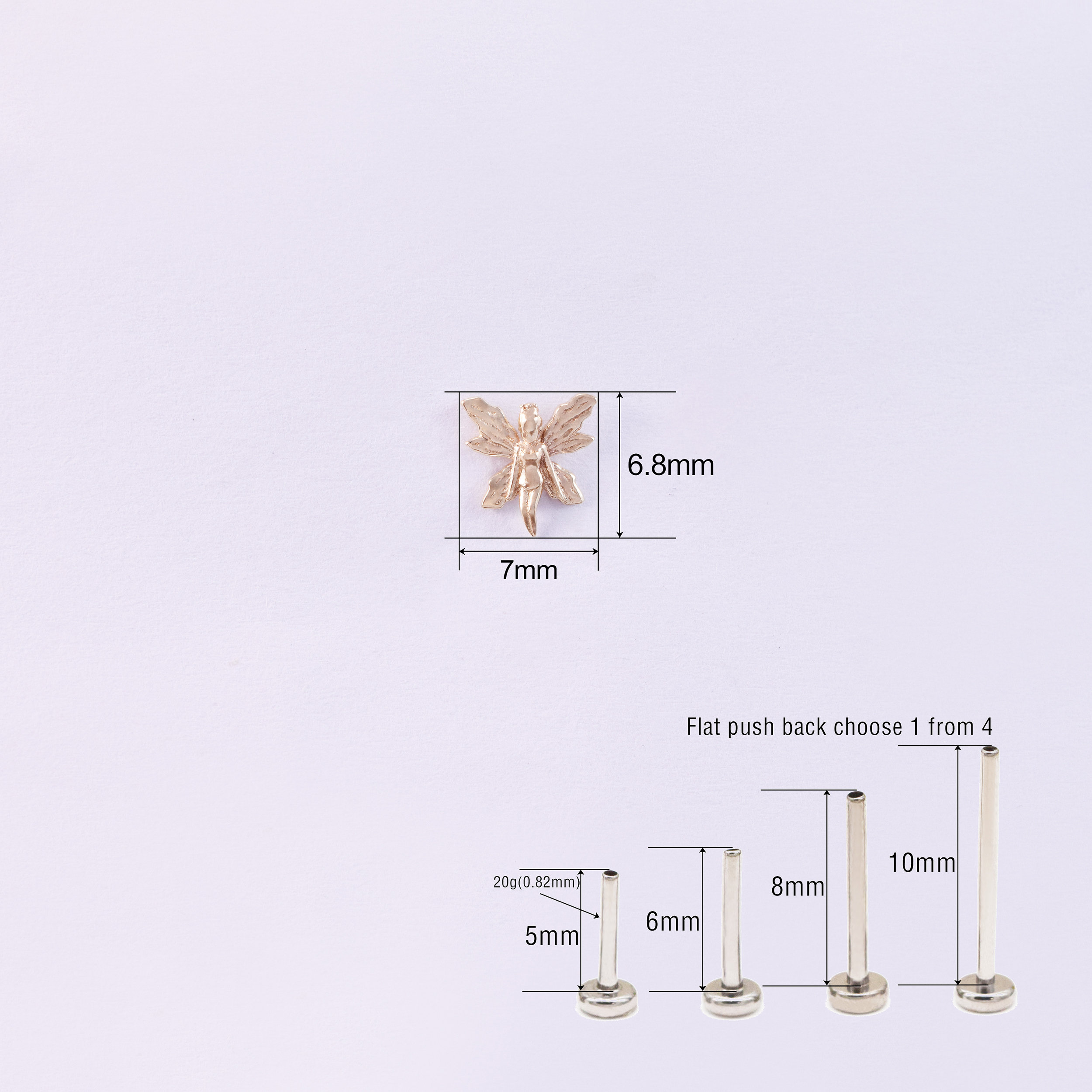 14k Solid Gold Elf Fairy Stud Earring Tiny Fairy Cartilage Earring ...
