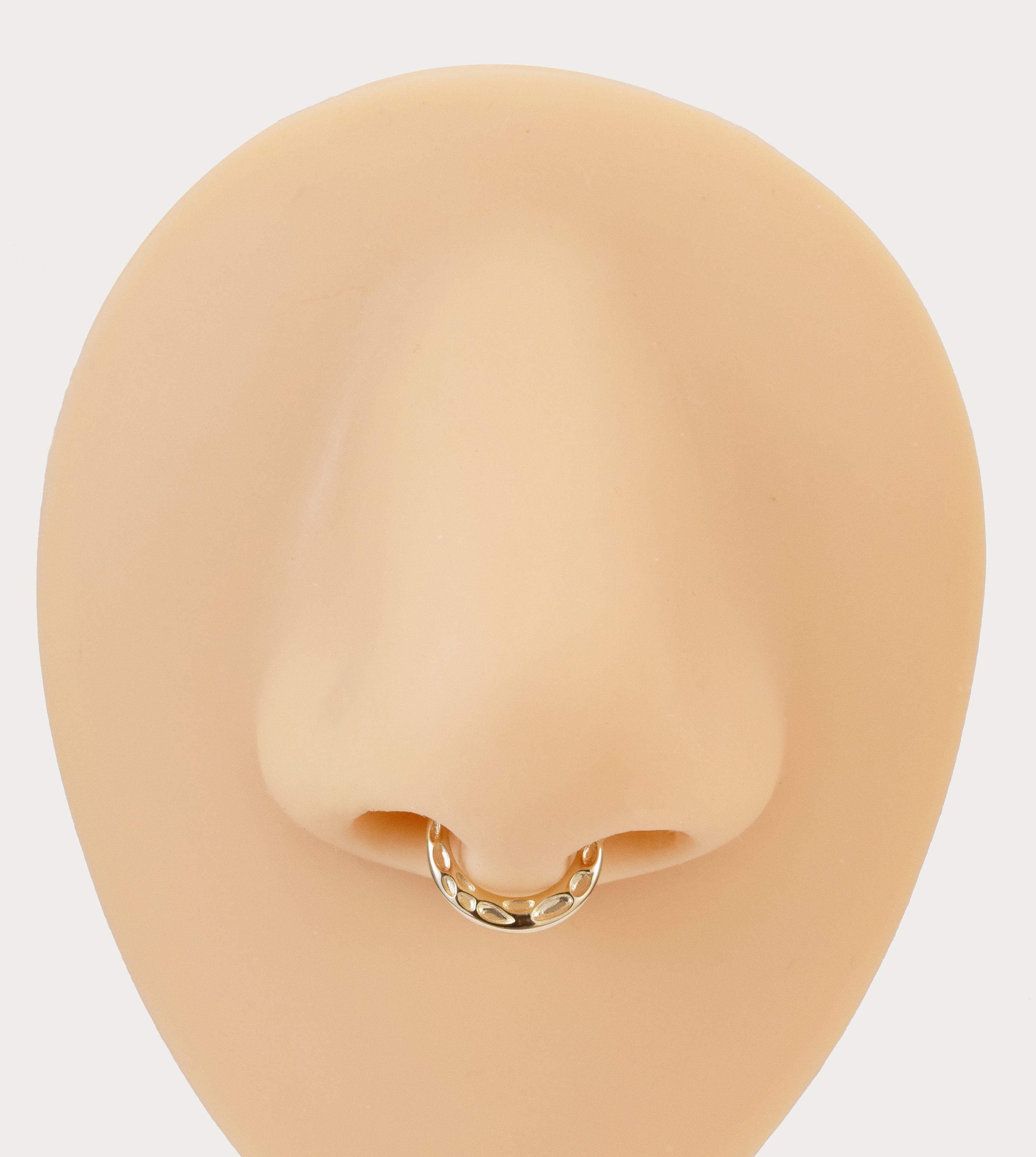 14k Solid Gold Hammered Fat Septum Ring Hinged Daith Hoop Gold Seamless ...