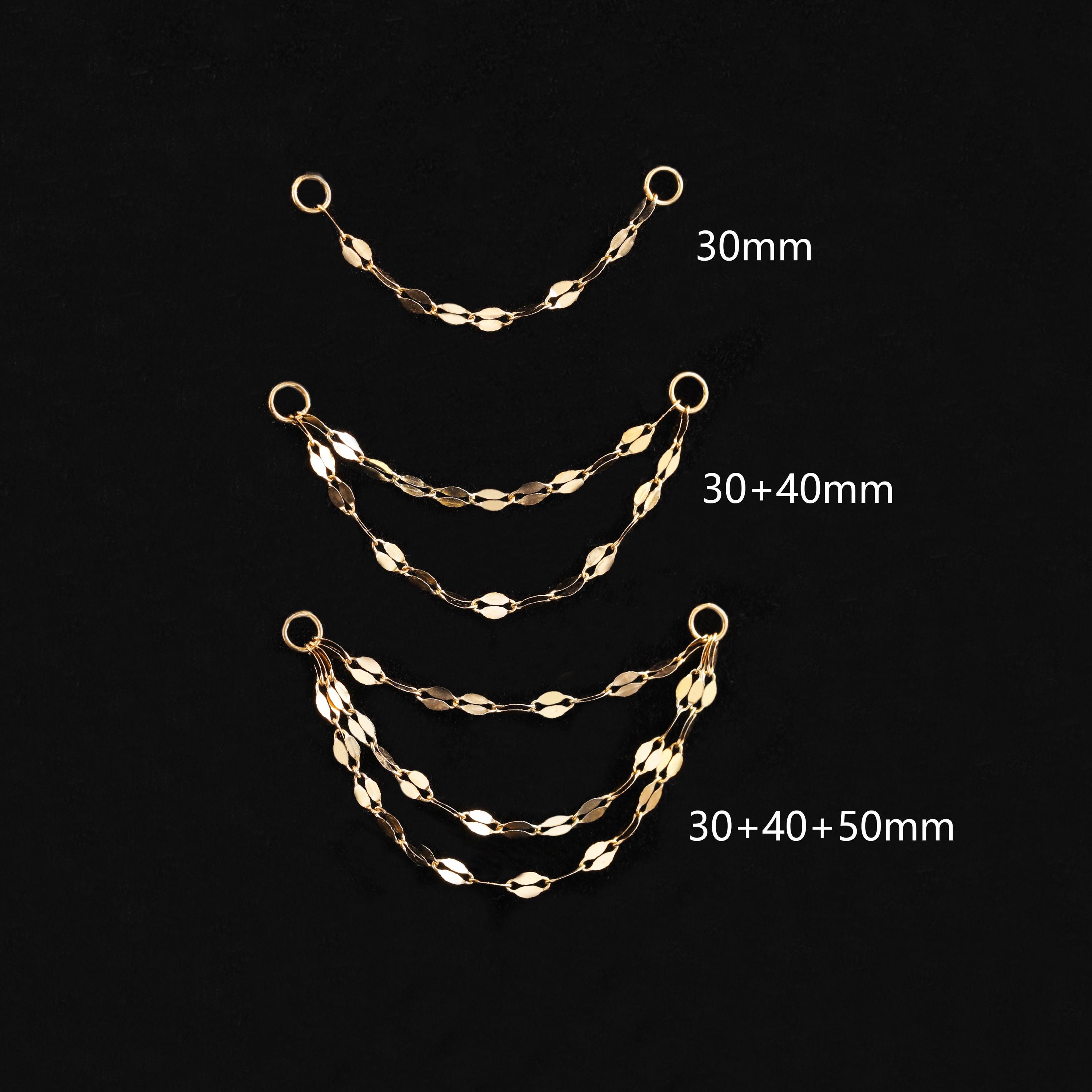 14K Solid Gold Dangle Helix Lip Chain Attachment, Gold Layer Cartilage ...