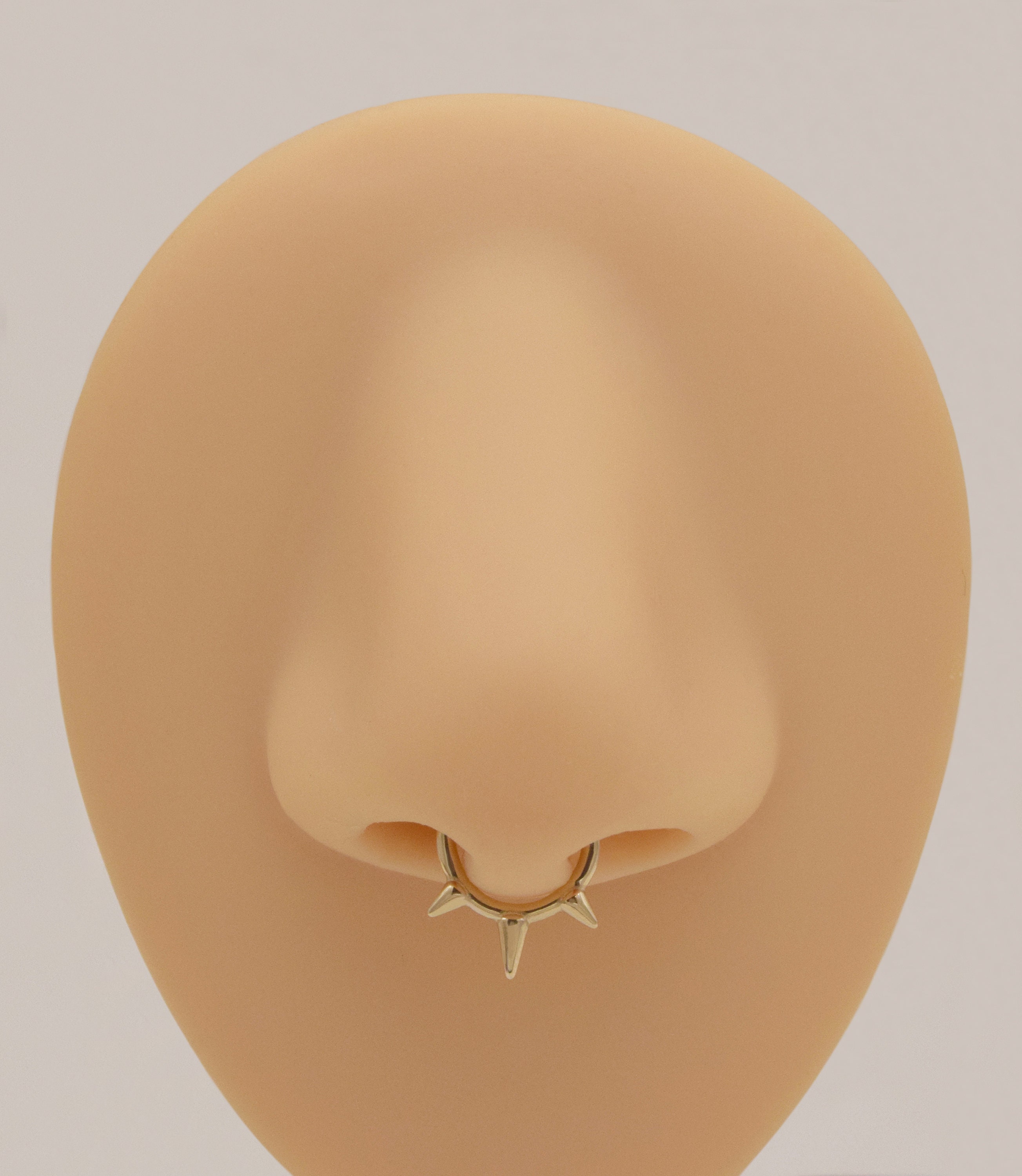 14k Solid Gold Spike Hinged Septum Ring Gold Daith Seamless Clicker ...