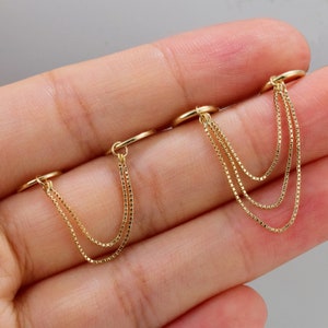 14K Solid Gold Double Box Chain Attachment Triple Gold Linking Chain ...