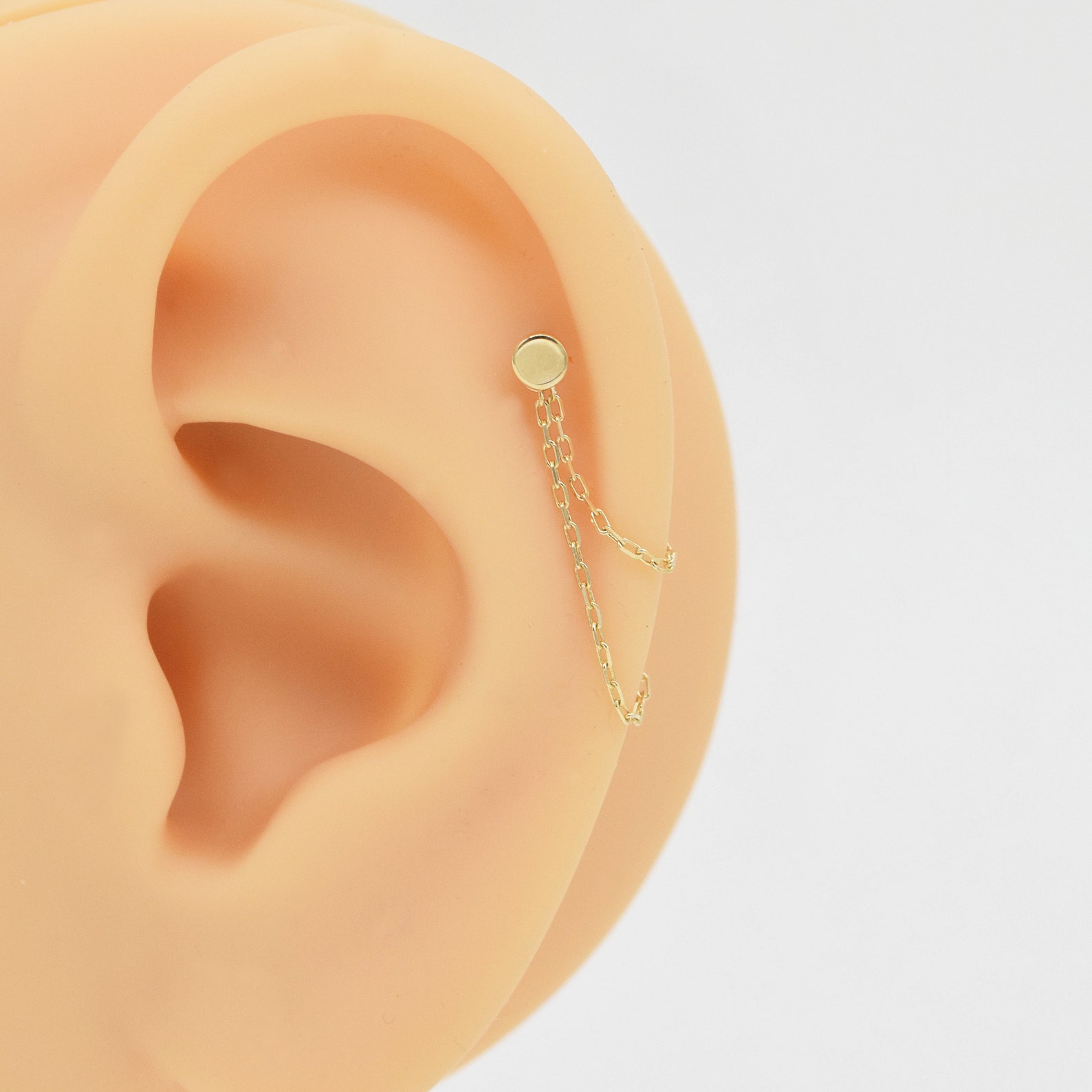 14K Solid Gold Chain for Earring Helix Chain Ear Jacket Chain Charm ...