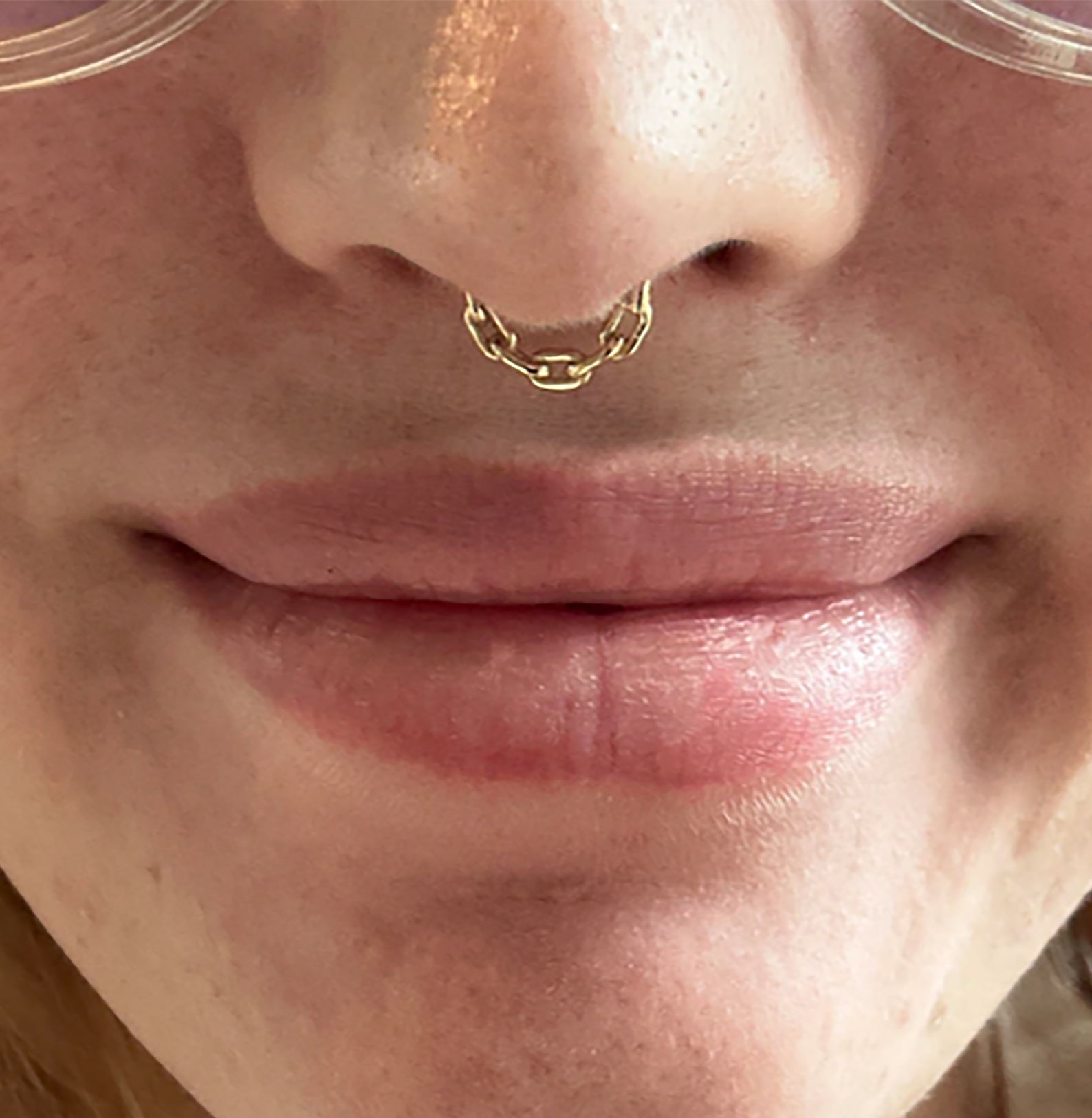 14k Solid Gold Link Shape Septum Ring Daith Earring Tragus Helix Cartilage Daith Conch Piercing ...