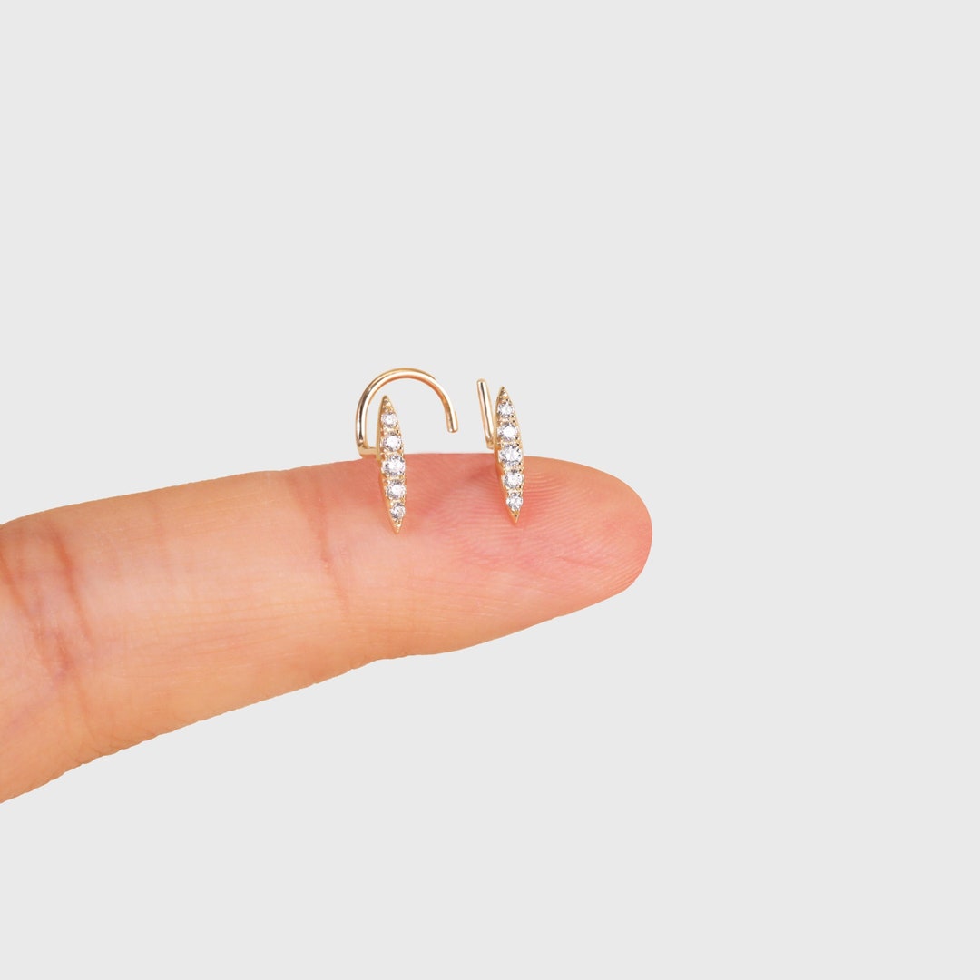 14k Solid Gold Bar Nose Stud, L Shaped Nose Ring, S Shaped Gold Nose ...