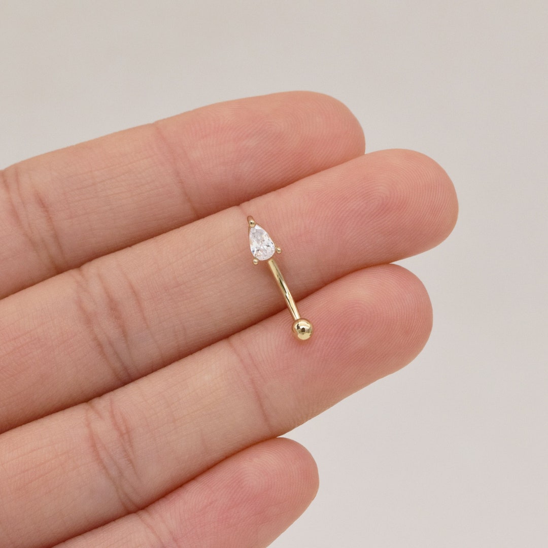 14K Solid Gold Teardrop Rook Earring Dainty Rook Piercing Eyebrow ...