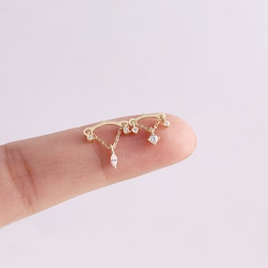 14K Solid Gold Threadless Dangle Piercing, Drop Earrings, Dangle ...