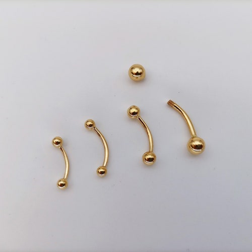 14k Solid Gold Belly Button Ring Navel Piercing Round Two - Etsy