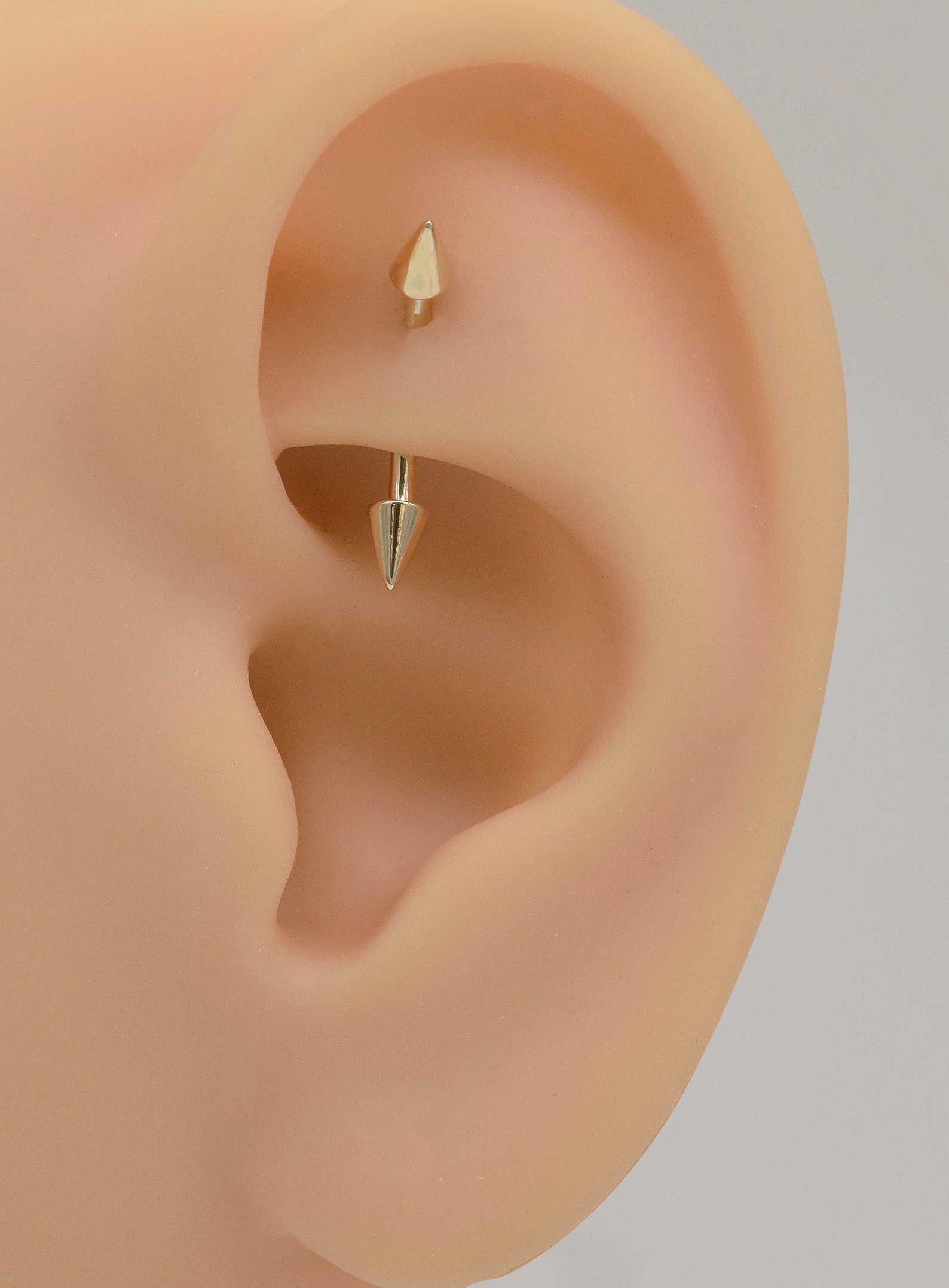 14k Solid Gold Spike Cone Rook Piercing Eyebrow Piercing Belly Button ...