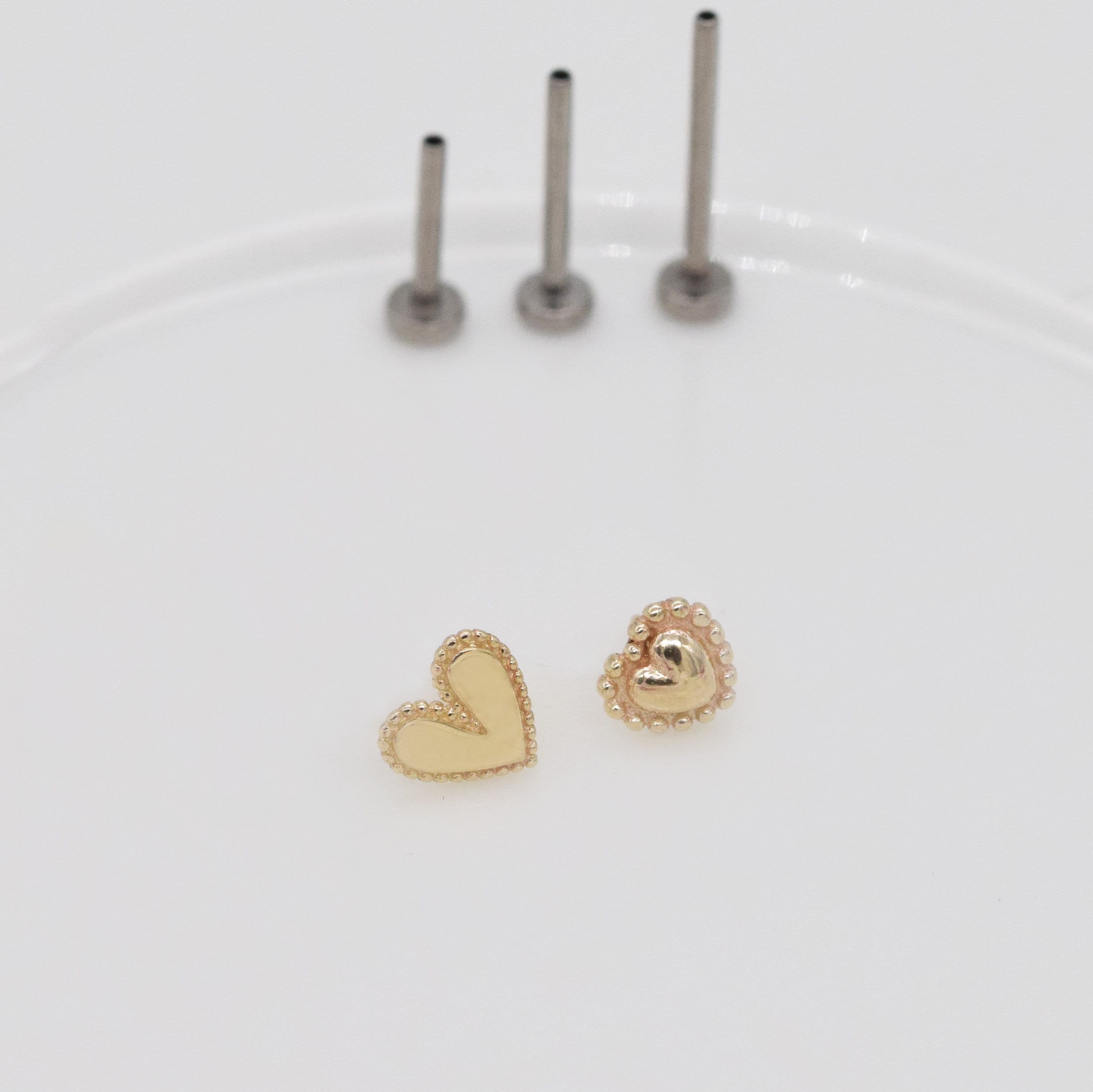 14k Solid Gold Heart Shape Cartilage Stud Earring Conch - Etsy