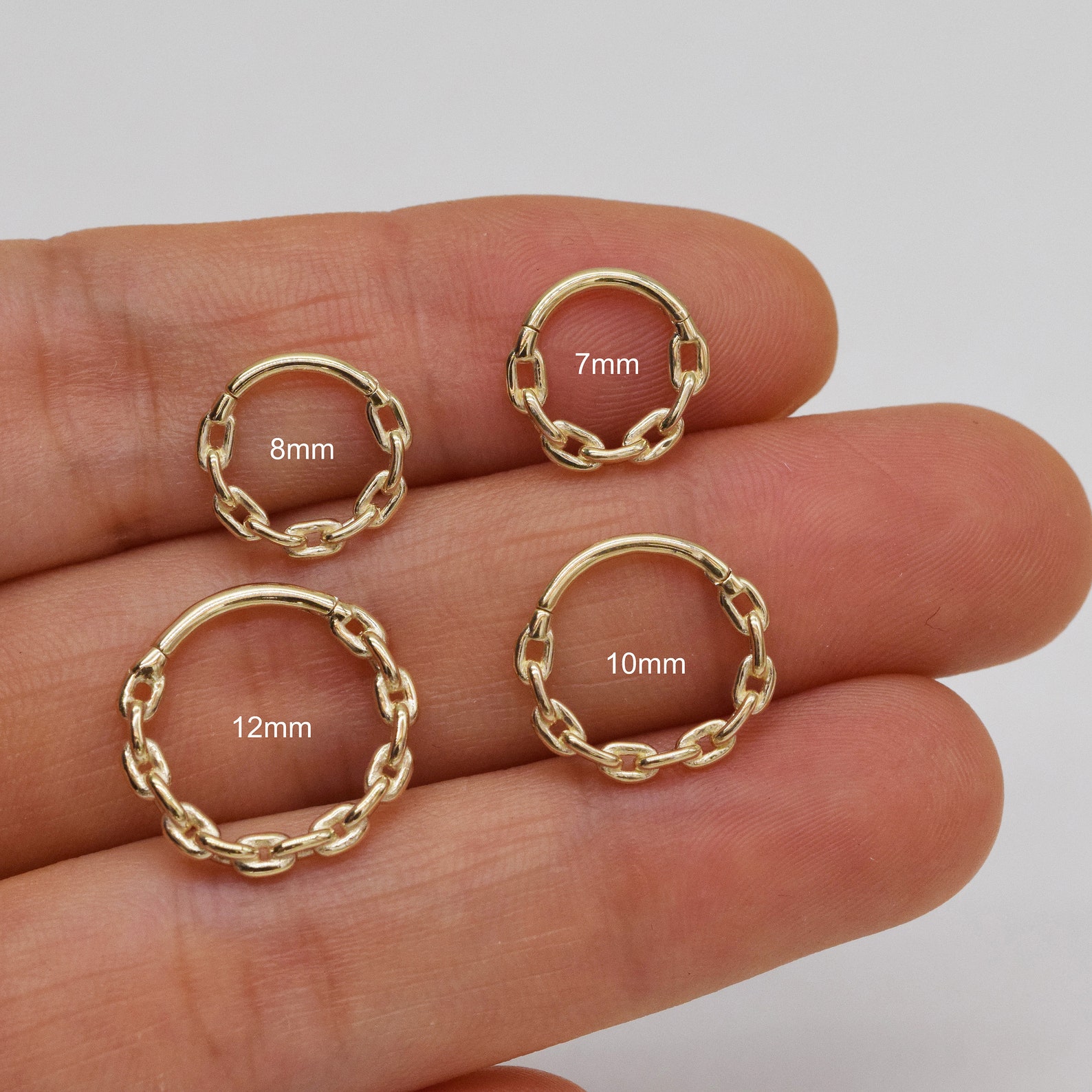 14k Solid Gold Link Shape Septum Ring Daith Earring Tragus Helix Cartilage Daith Conch Piercing ...