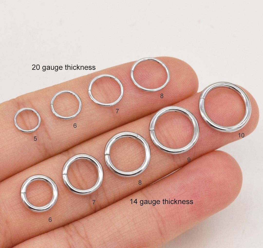 14K Solid White Gold Hinged Clicker Hoop Belly Ring Cartilage Conch ...