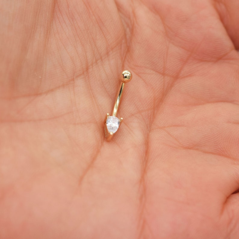 14K Solid Gold Teardrop Rook Earring Dainty Rook Piercing Eyebrow ...