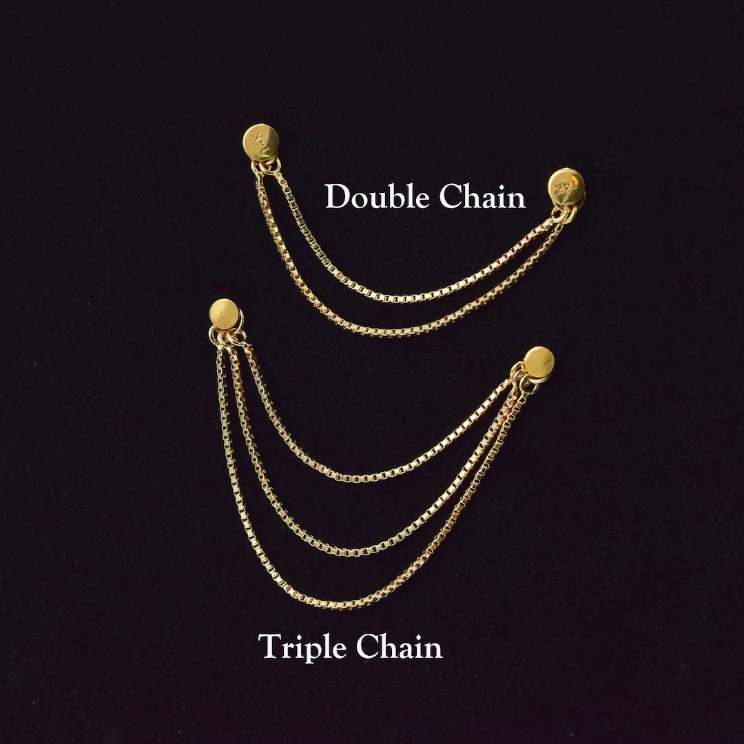 14K Solid Gold Double Box Chain Attachment Triple Gold Linking Chain ...