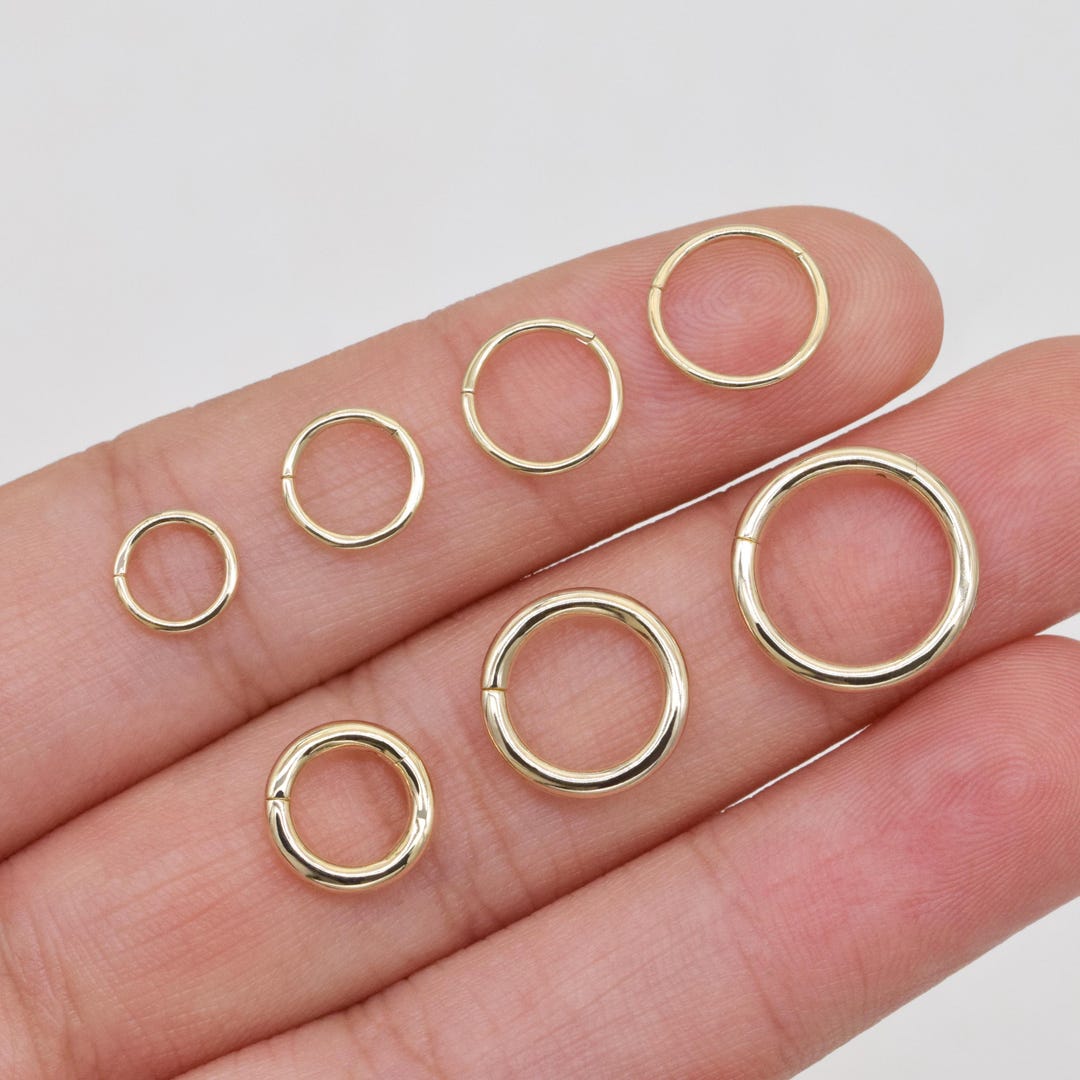 14K Solid Gold Hinged Clicker Hoop Belly Button Hoop Huggie Hoop ...