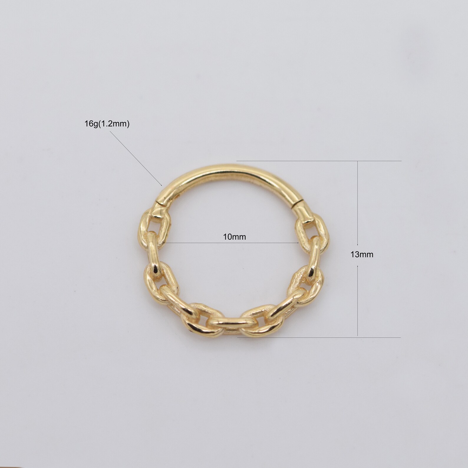 14k Solid Gold Link Shape Septum Ring Daith Earring Tragus - Etsy