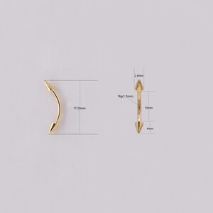 14k Solid Gold Spike Cone Rook Piercing Eyebrow Piercing Belly Button ...
