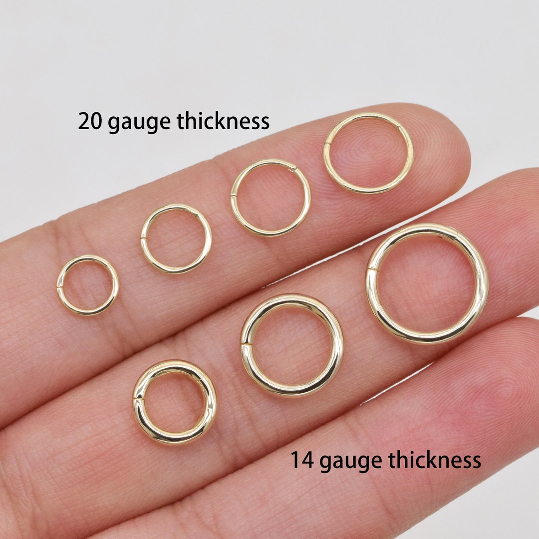 14K Solid Gold Hinged Clicker Hoop Belly Button Hoop Huggie Hoop ...