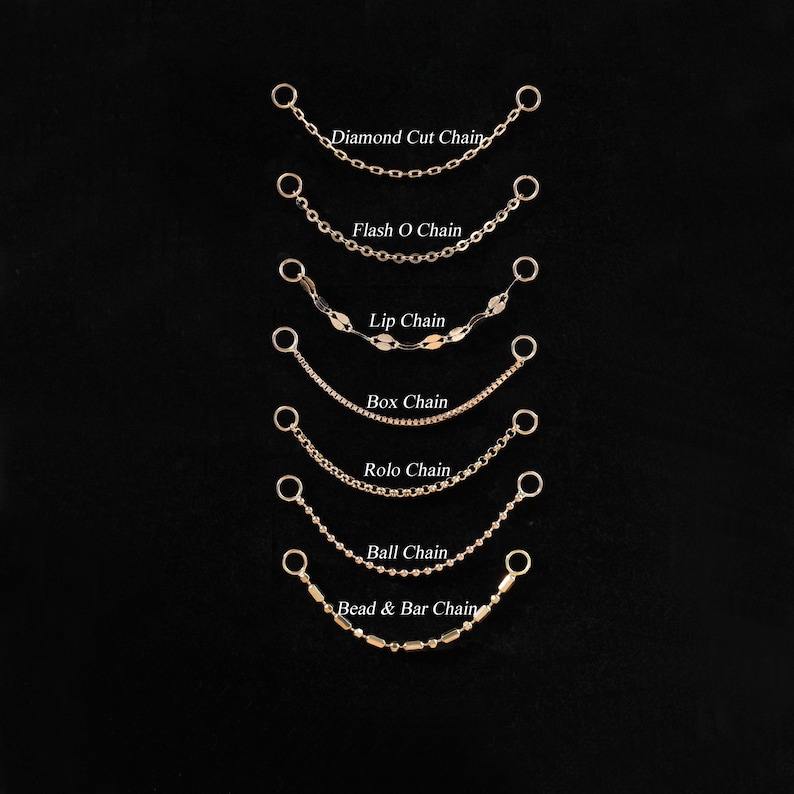 14k Solid Gold Custom Dangle Chain Attachment Industrial Chain Single ...