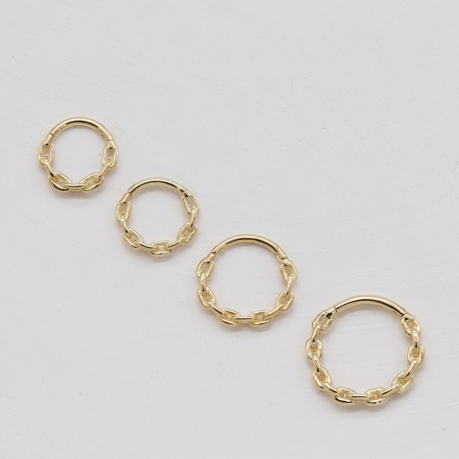 14k Solid Gold Link Shape Septum Ring Daith Earring Tragus - Etsy