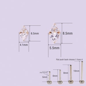 14K Solid Gold Diamond Cluster Helix Push Back, Gold Clear CZ Sparkling ...