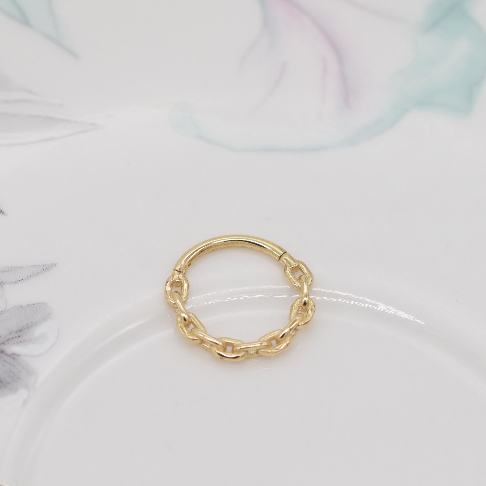14k Solid Gold Link Shape Septum Ring Daith Earring Tragus - Etsy
