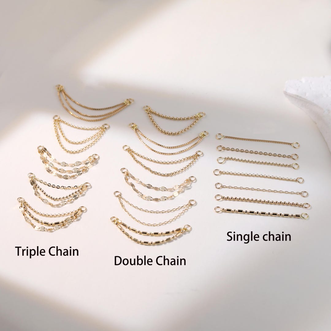 14k Solid Gold Custom Dangle Chain Attachment Industrial Chain Sequin ...