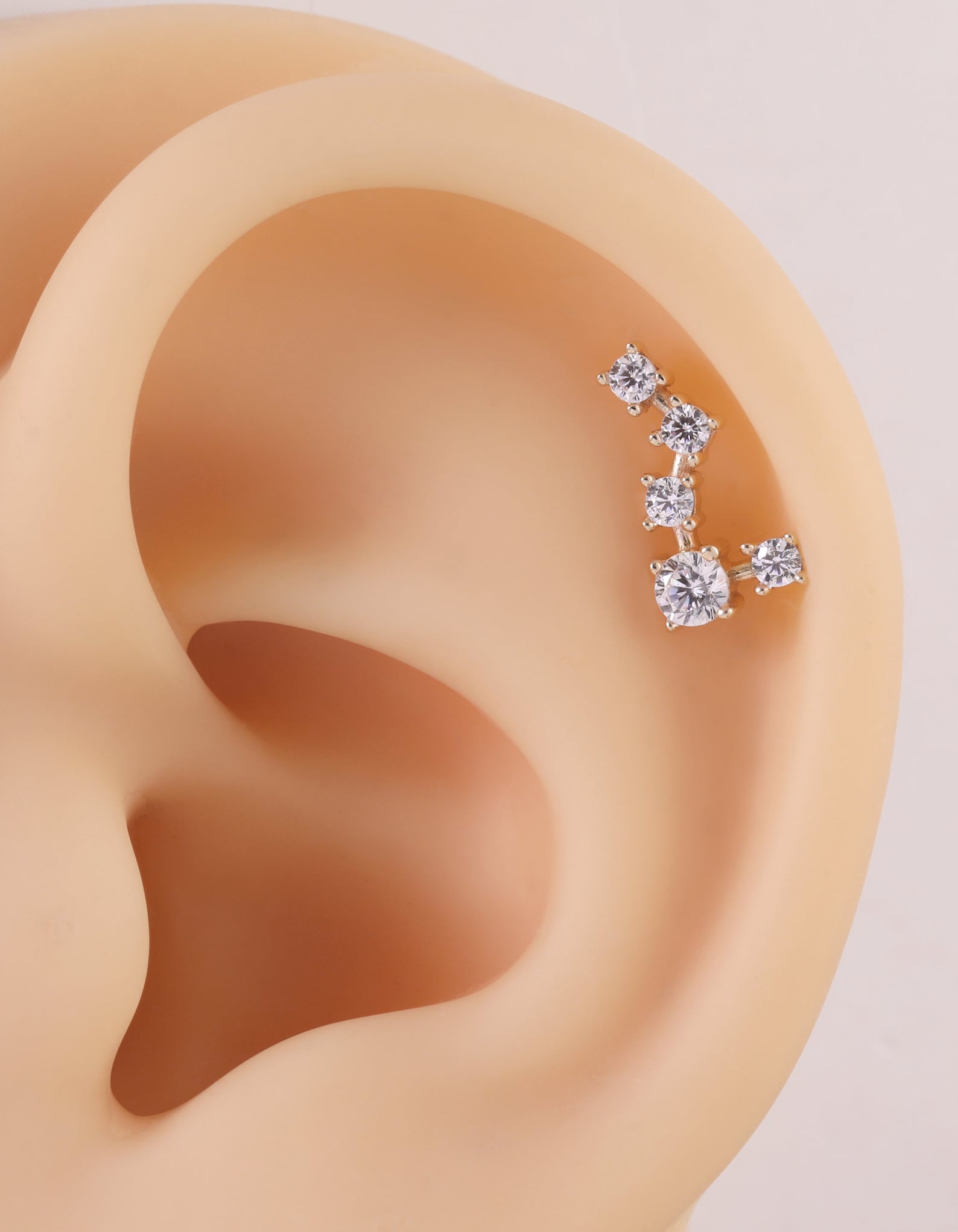14k Solid Gold Big Dipper Helix Piercing, Cassiopeia Constellation ...