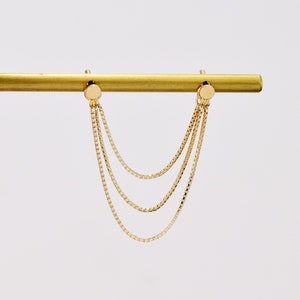 14K Solid Gold Double Box Chain Attachment Triple Gold Linking Chain ...