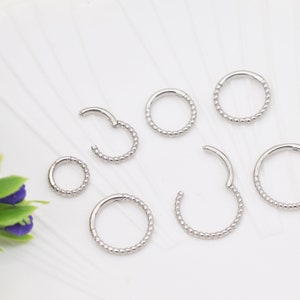 14k Solid White Gold Clicker Hoop Multiple Sizes Twist Septum Ring ...