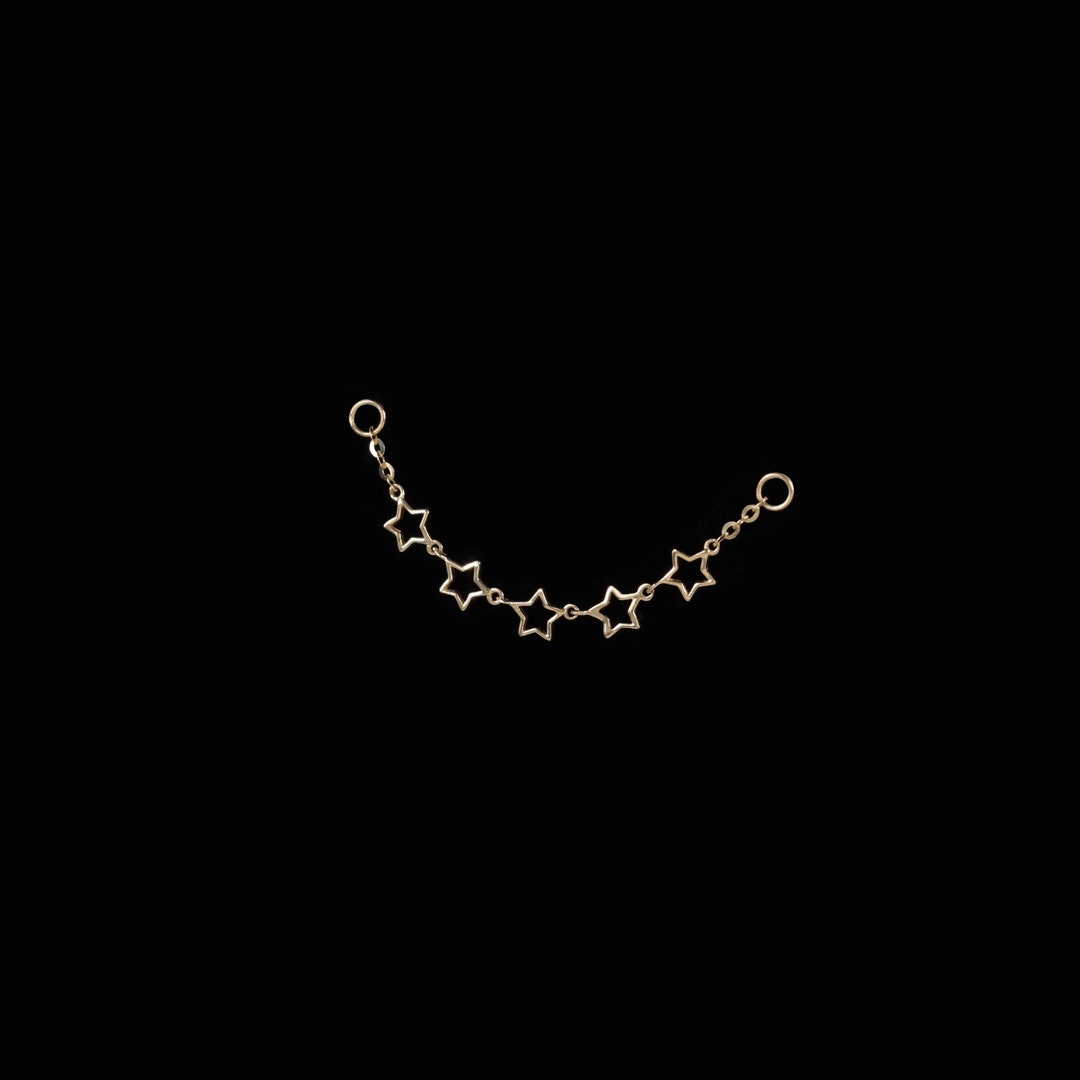14K Solid Gold Dangle Star Chain Attachment Pentagram Chain Tragus ...