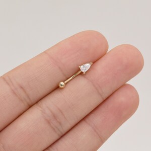 14K Solid Gold Teardrop Rook Earring Dainty Rook Piercing Eyebrow ...
