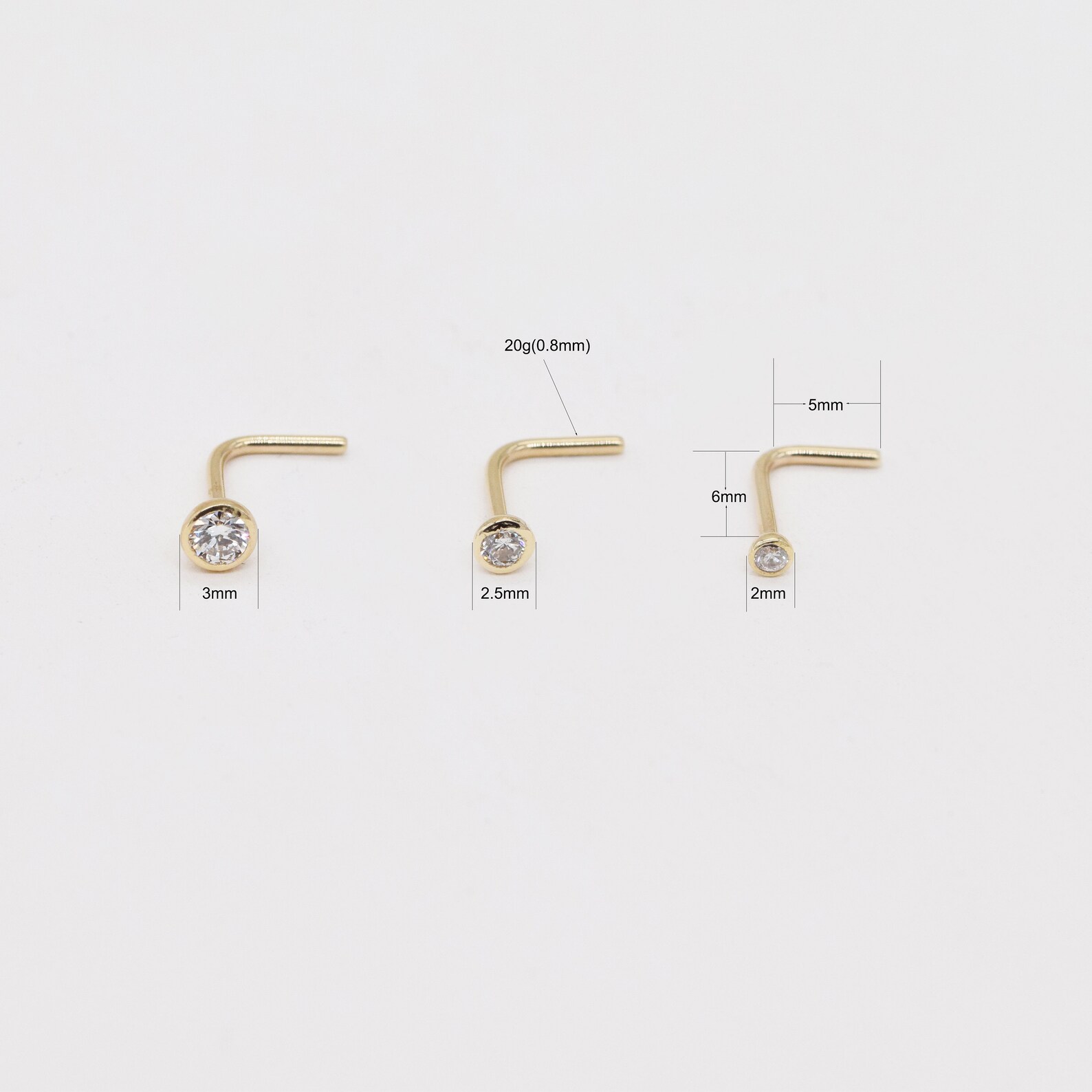 14k Solid Gold Diamond Nose Stud Nose Ring Various Diamond - Etsy