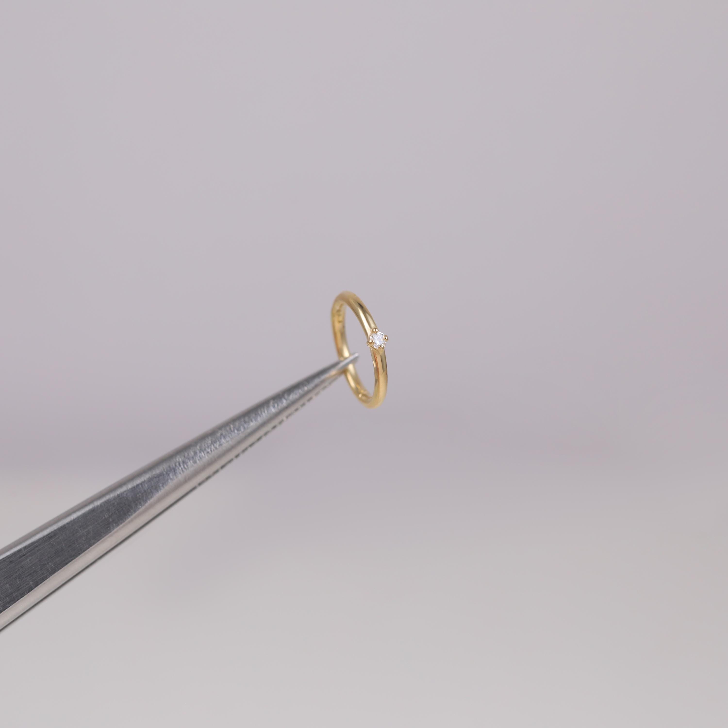 14k Solid Gold 0.015ct Real Lab Diamond Daith Clicker Hoop, Gold ...