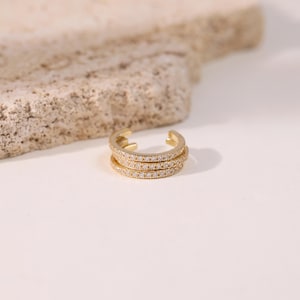 14k Solid Gold Pave Diamond Ear Cuff Gold Daith Rook Helix Conch Cuff ...