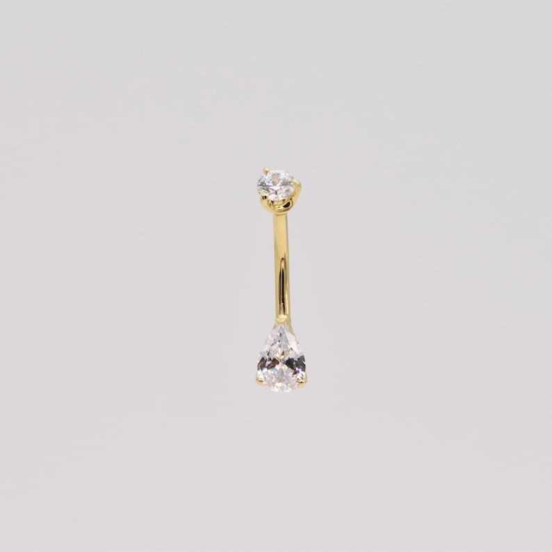 14k Solid Gold Belly Button Ring Navel Piercing Round Shape - Etsy