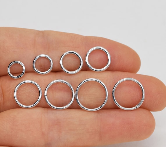 14K Solid White Gold Hinged Clicker Hoop Huggie Hoop - Etsy