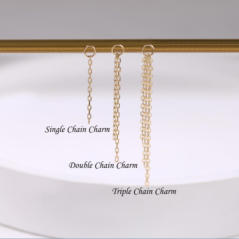 14k Solid Gold Custom Dangle Charm Connector, DIY Helix Cartilage Rook ...