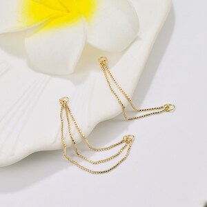14K Solid Gold Double Box Chain Attachment Triple Gold Linking Chain ...
