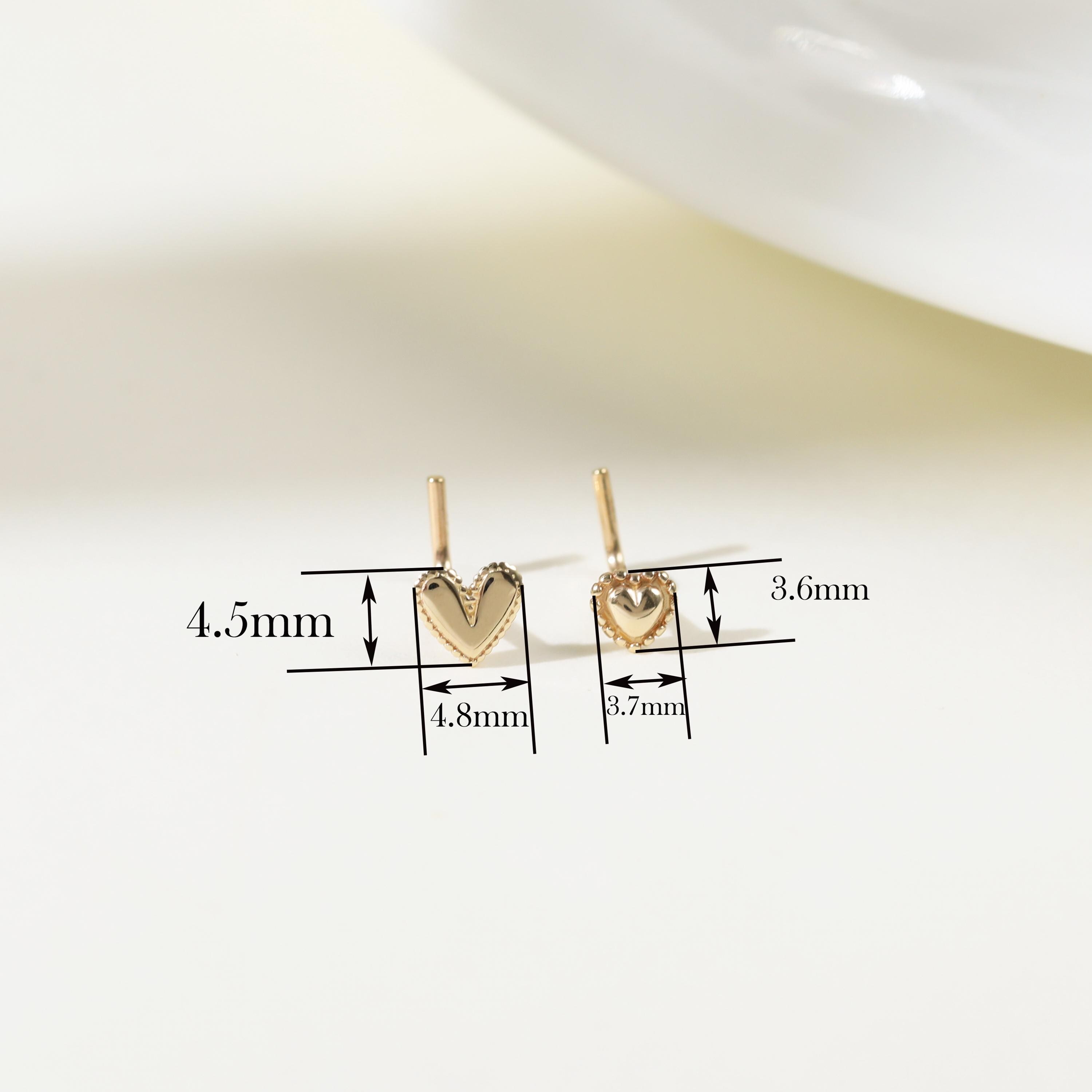 14k Solid Gold Heart L Shaped Nose Stud Gold Heart Screw Nose Ring ...