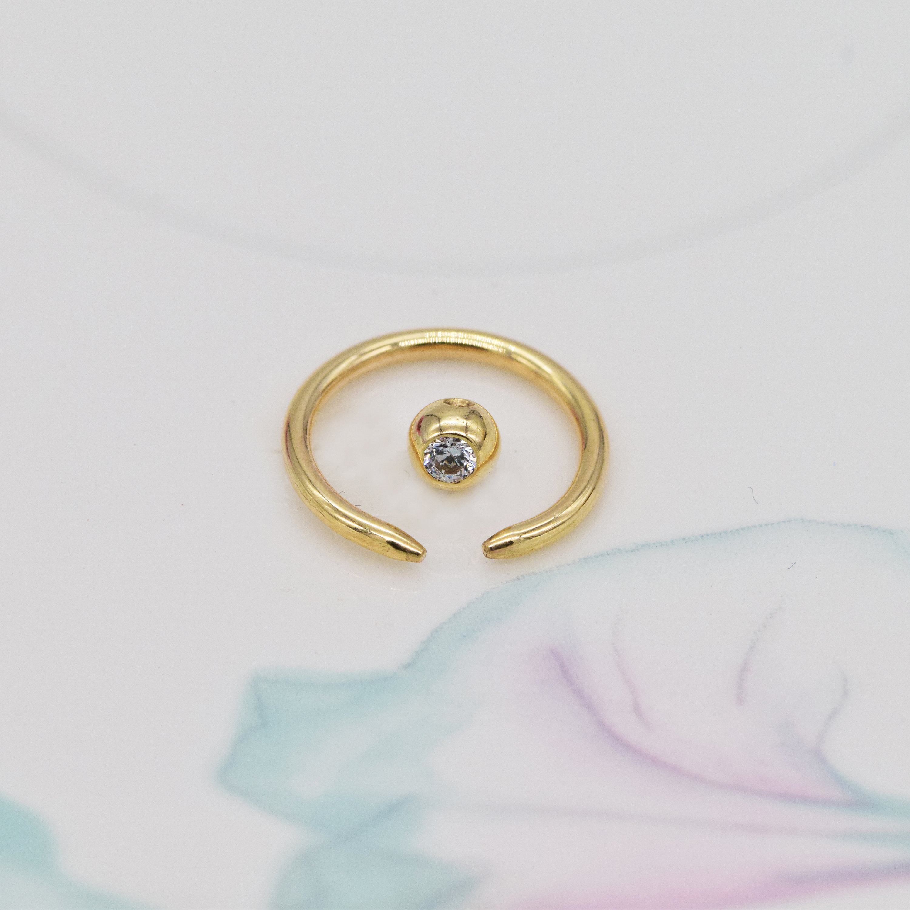 14k Solid Gold Captive Bead Ring With 3.5mm Gold Ball Nose | Etsy