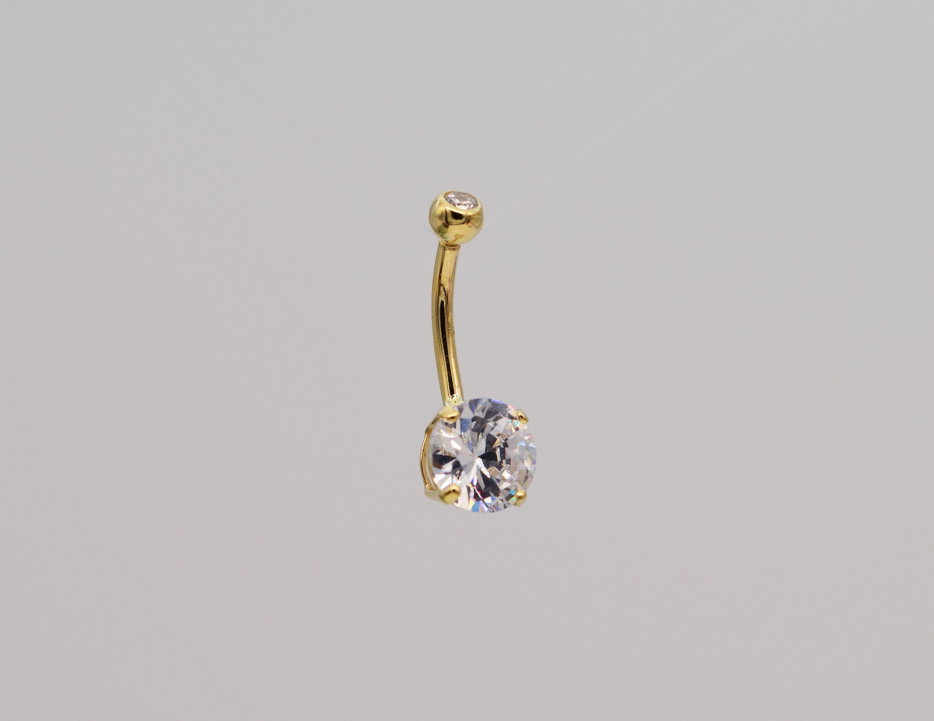 14k Solid Gold 14g Belly Button Ring Navel Piercing 8mm Round - Etsy