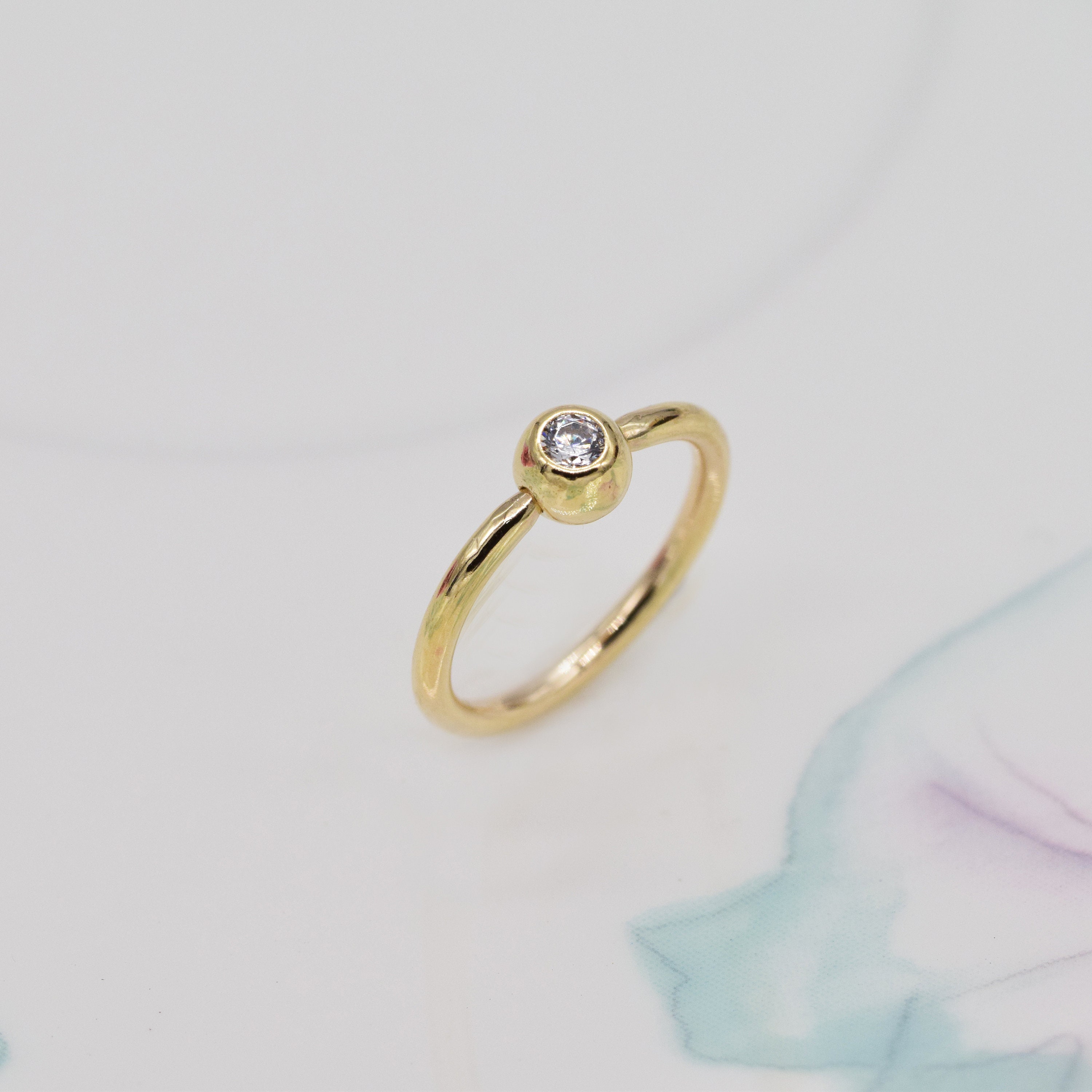 14k Solid Gold Captive Bead Ring With 3.5mm Gold Ball Nose | Etsy