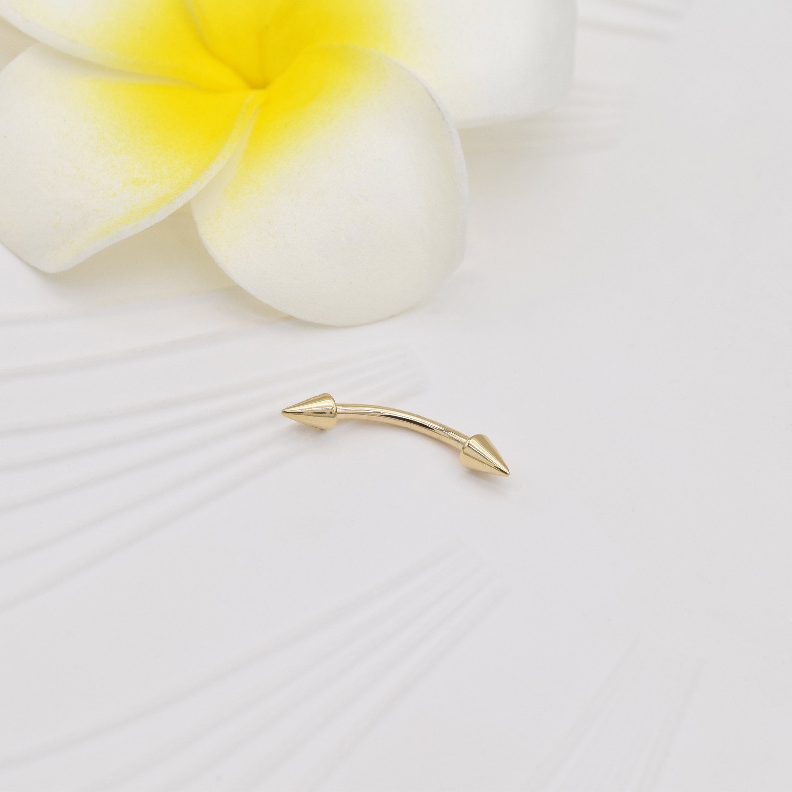 14k Solid Gold Spike Cone Rook Piercing Eyebrow Piercing Belly Button ...