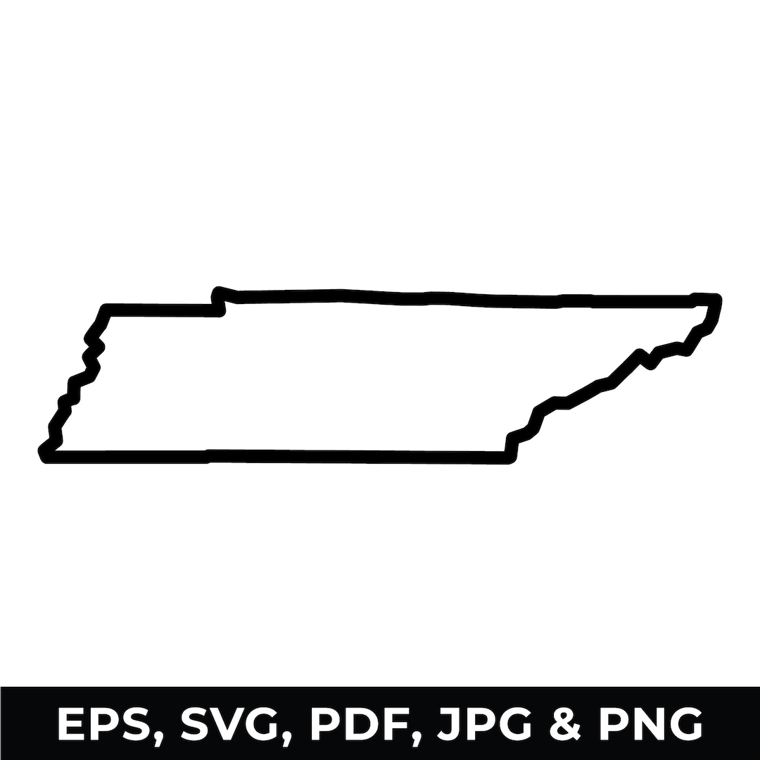 Tennessee State Outline: Map Clipart SVG, PNG, PDF (digital Download ...