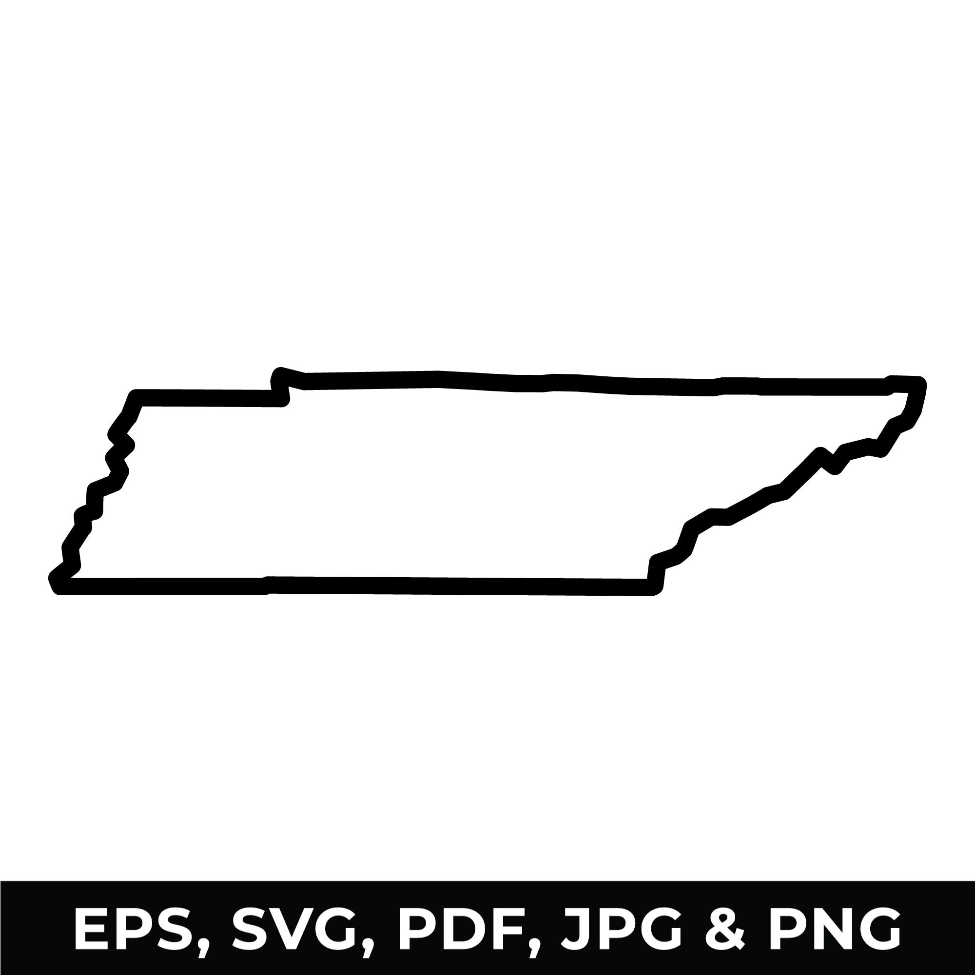 Tennessee State Outline: Map Clipart SVG, PNG, PDF (digital Download ...