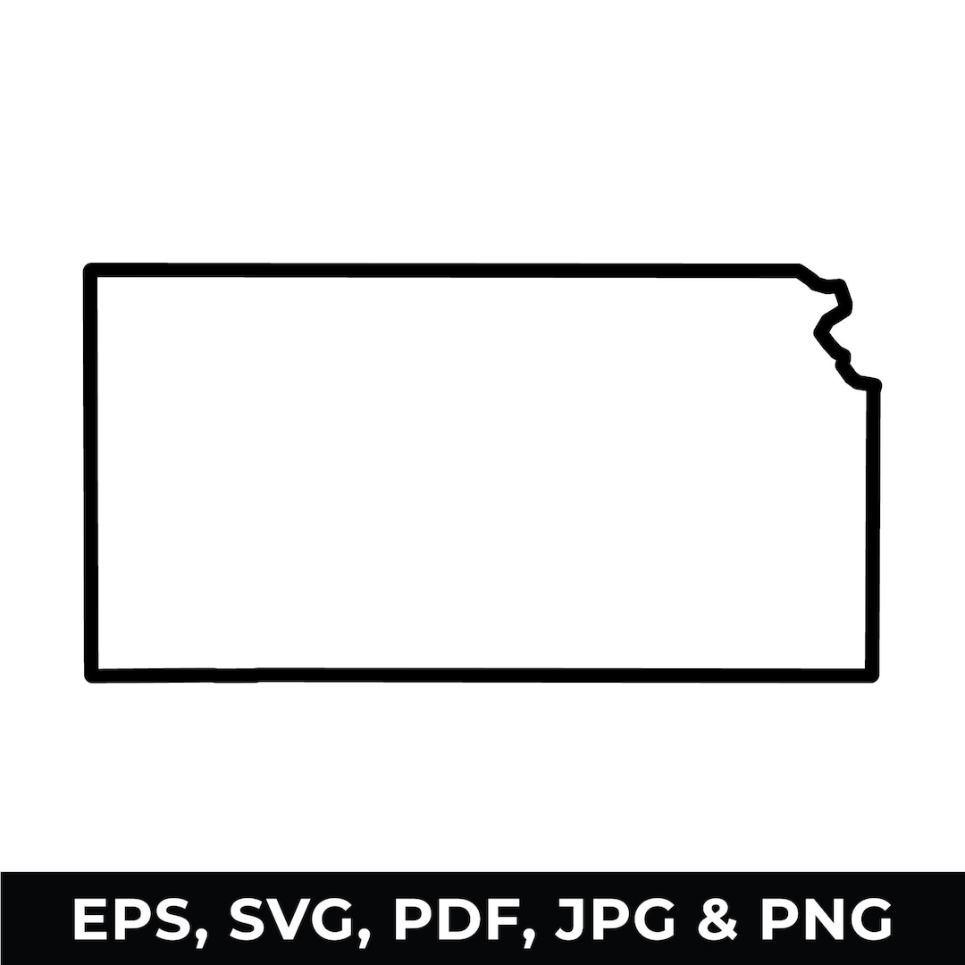 Kansas State Outline Map: SVG, PNG, Clipart (digital Download) - Etsy