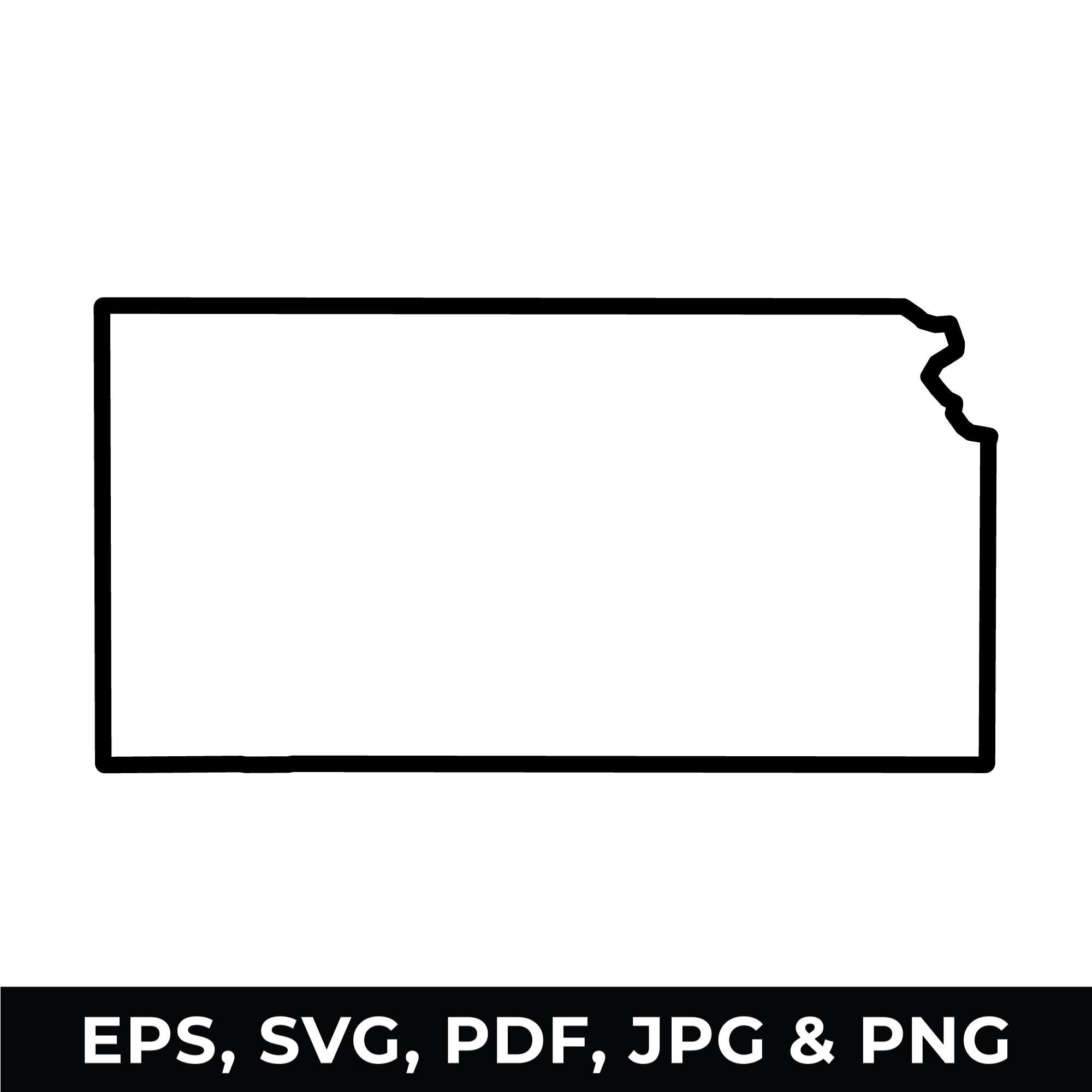 Kansas State Outline SVG, Kansas Map Clipart, Kansas Outline PNG ...