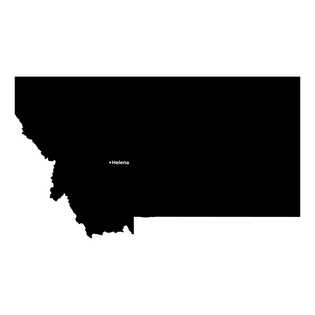 Montana Map With Helena State Capital Marked Vector Silhouette, Digital ...
