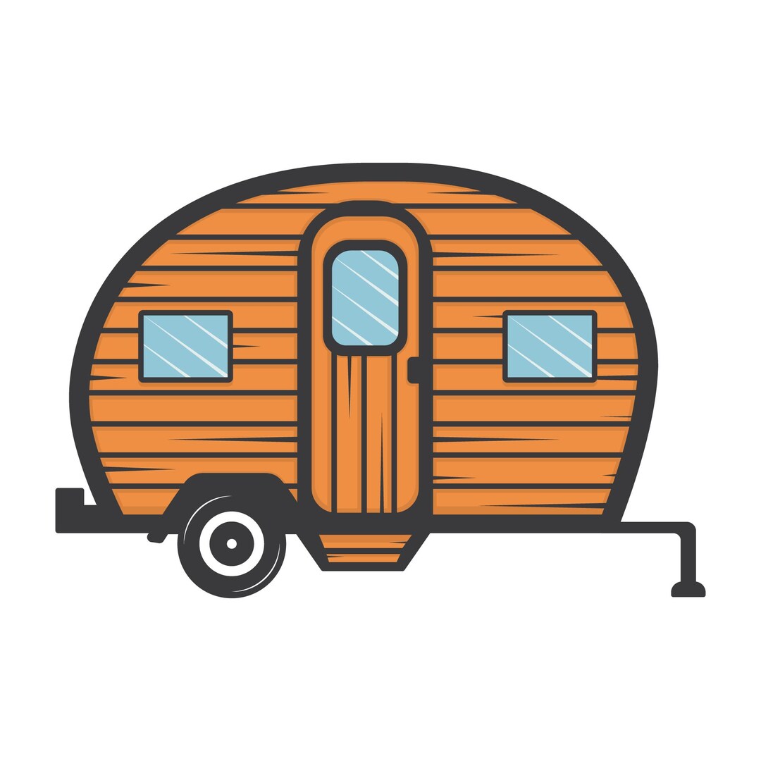Vintage Camper Trailer Clipart Vector Illustration - Etsy